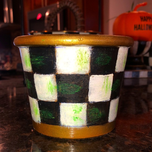 Accents | Hand Painted Checkered Planter | Poshmark